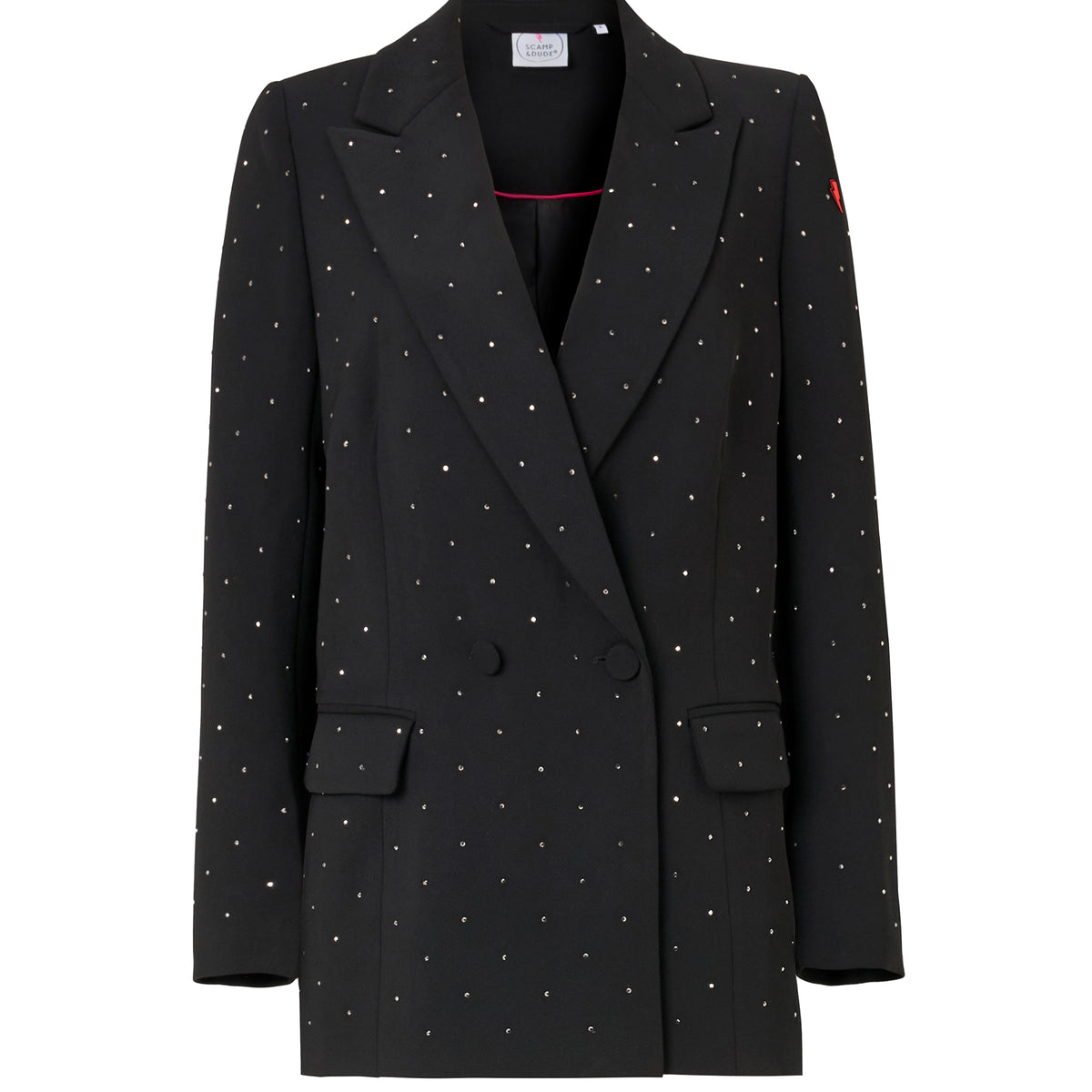 Black with Pewter Embellished Stud Detail Tailored Blazer Scamp & Dude