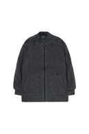 Washed Black Organic Cotton Quilted Lightning Bolt Oversized Bomber ...