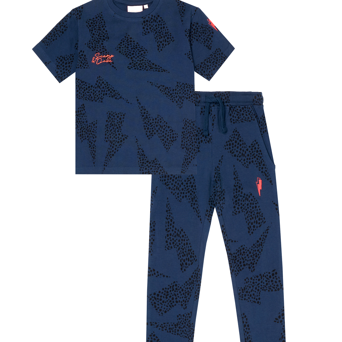 Kids Navy with Black Cheetah and Lightning Bolt Print Pyjamas – Scamp ...