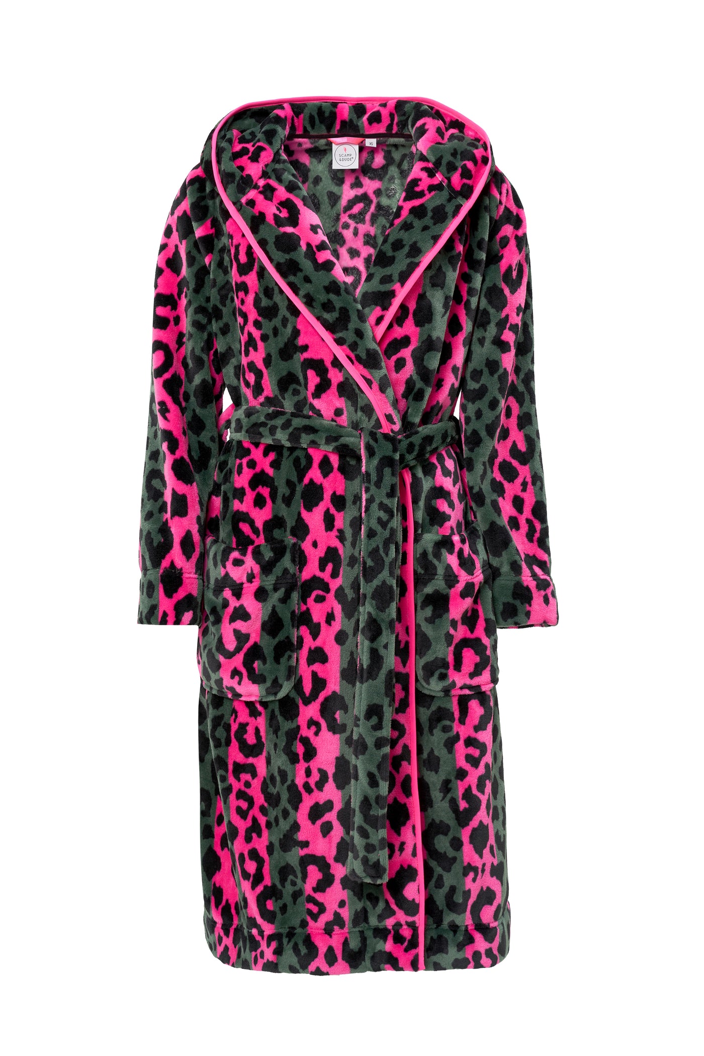 Khaki with Pink Stripe and Leopard Dressing Gown Scamp & Dude