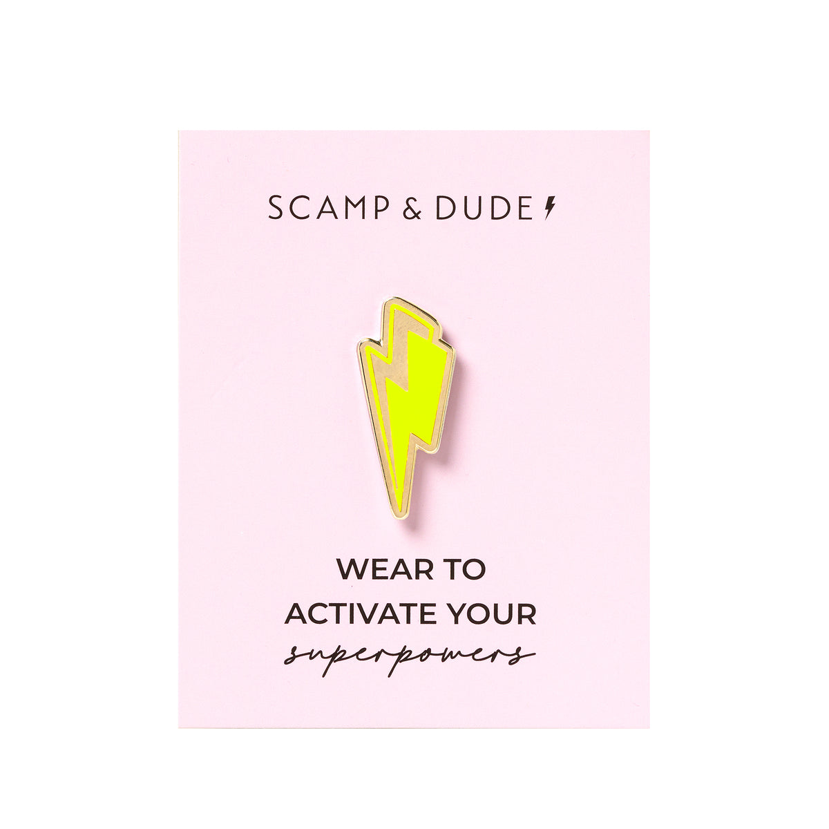 Yellow Lightning Bolt Pin Badge Scamp & Dude