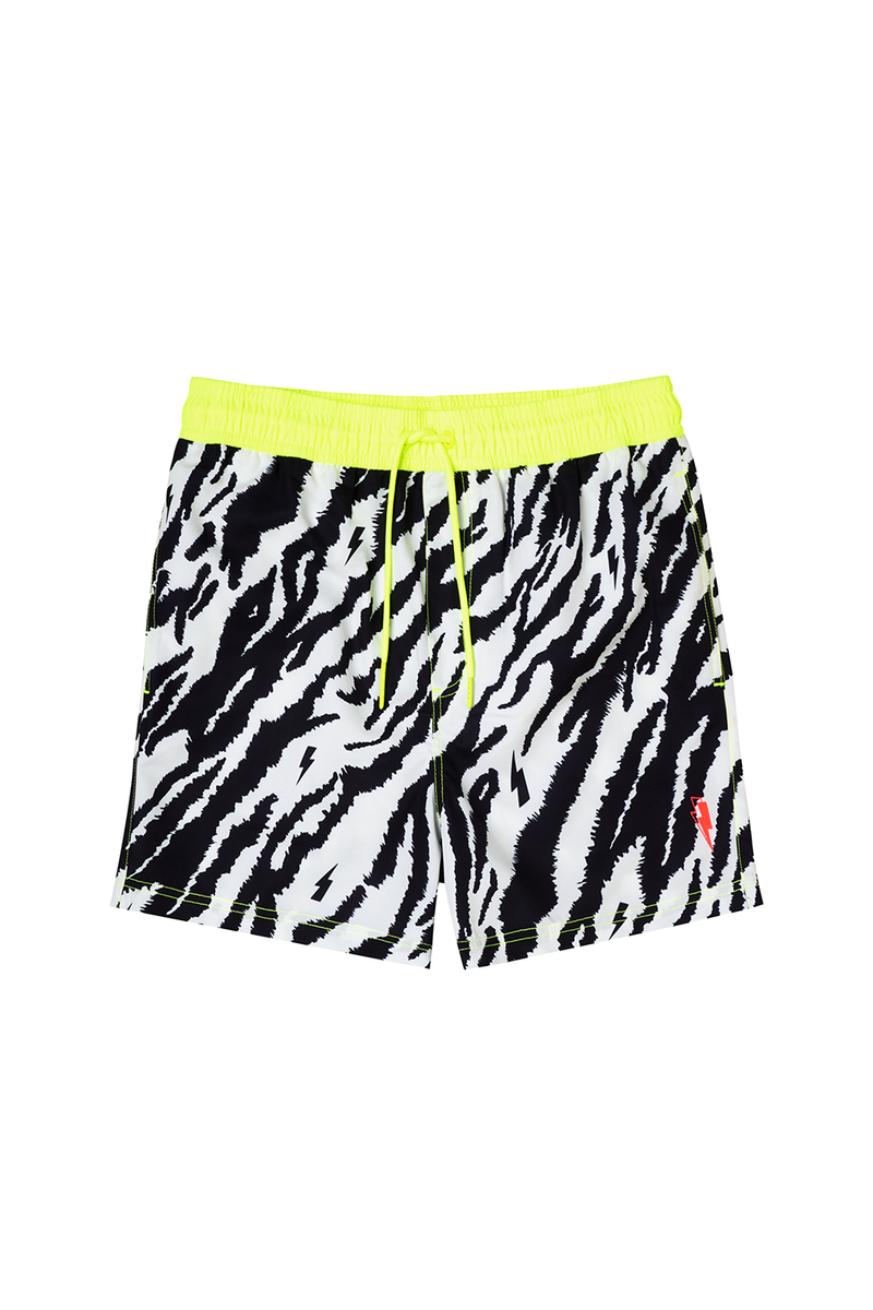 Men's Ivory with Black Shadow Tiger Swim Shorts Scamp & Dude