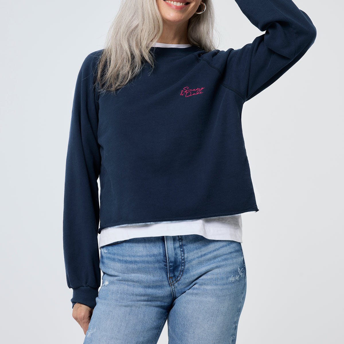 Washed Navy Cropped Sweatshirt Scamp & Dude