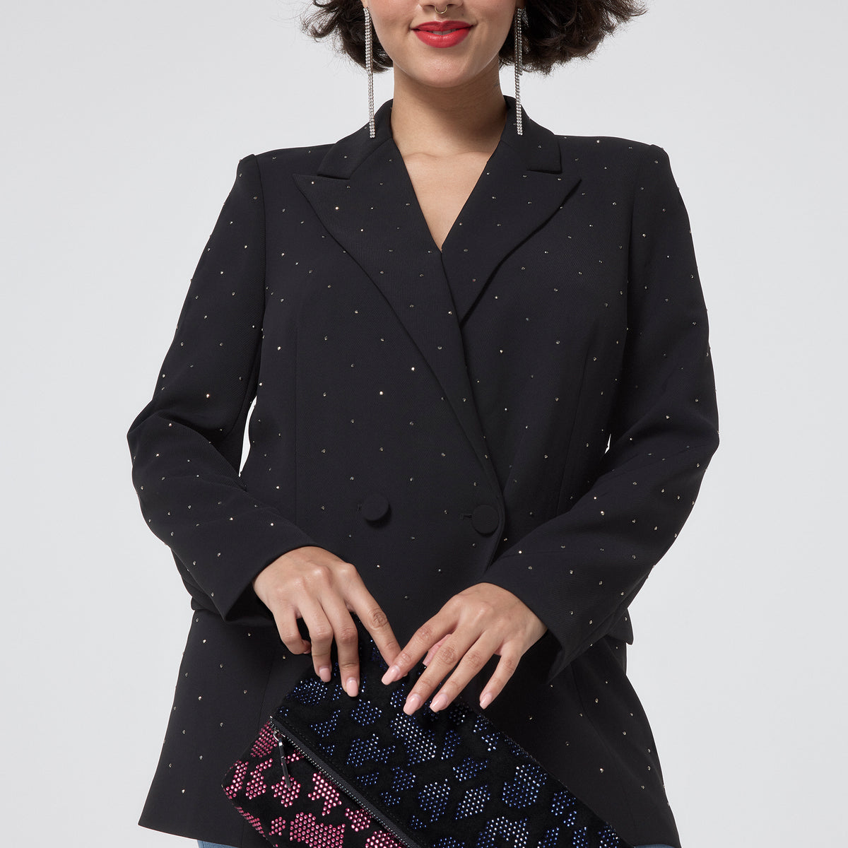 Black with Blue and Pink Hot Fix Leopard Cross Body Bag Scamp & Dude