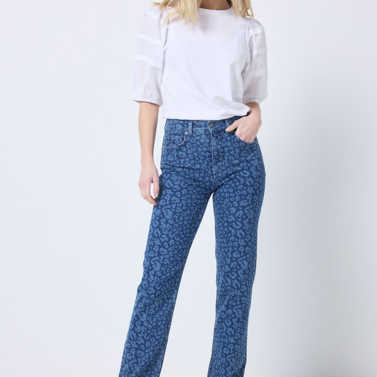 Authentic Indigo Leopard Straight Leg Jeans Scamp & Dude