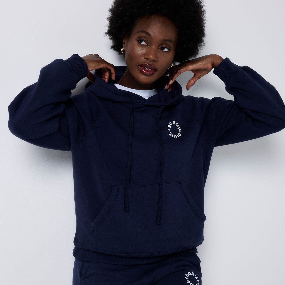Navy Scamp & Dude Logo Relaxed Hoodie