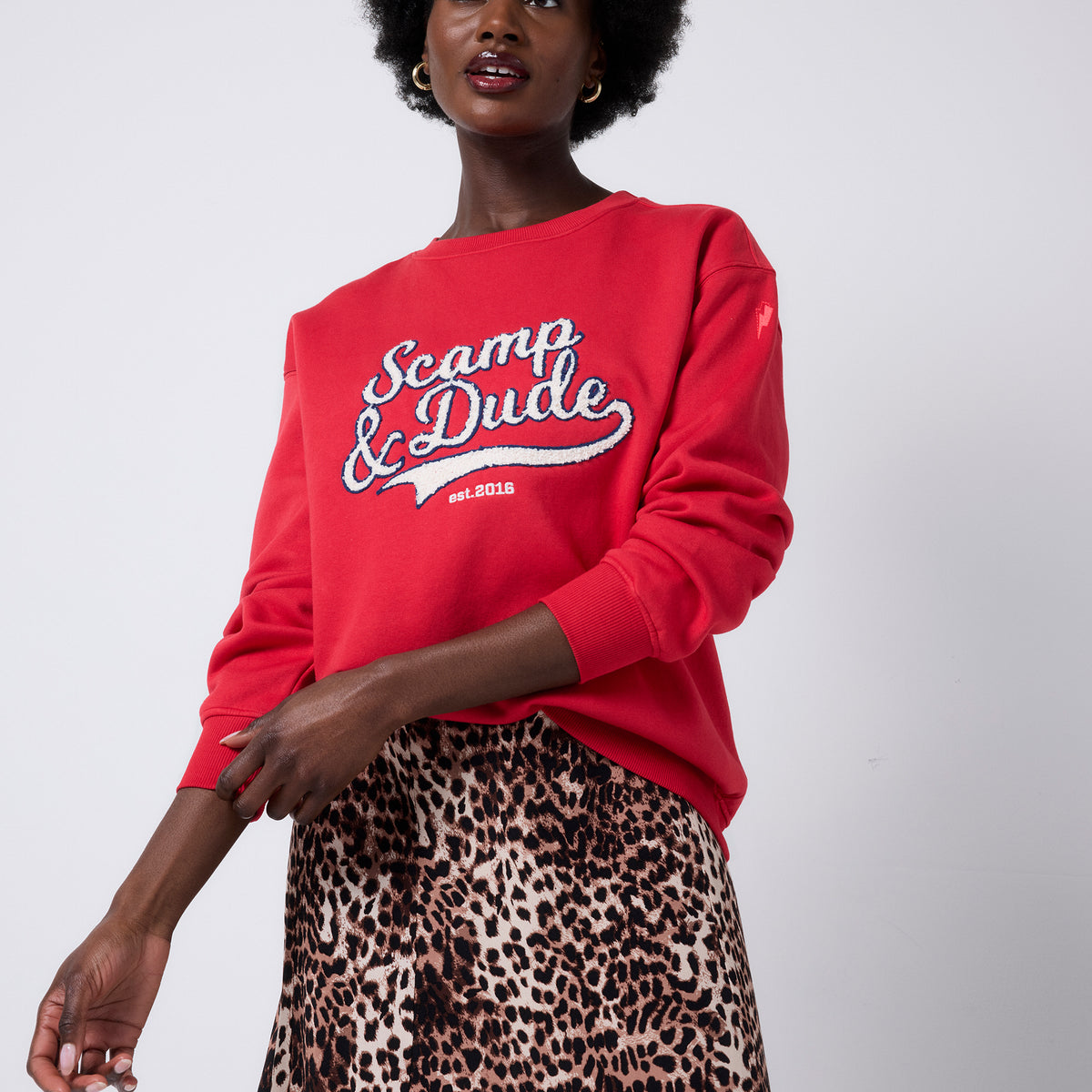 Red Varsity Scamp & Dude Oversized Sweatshirt