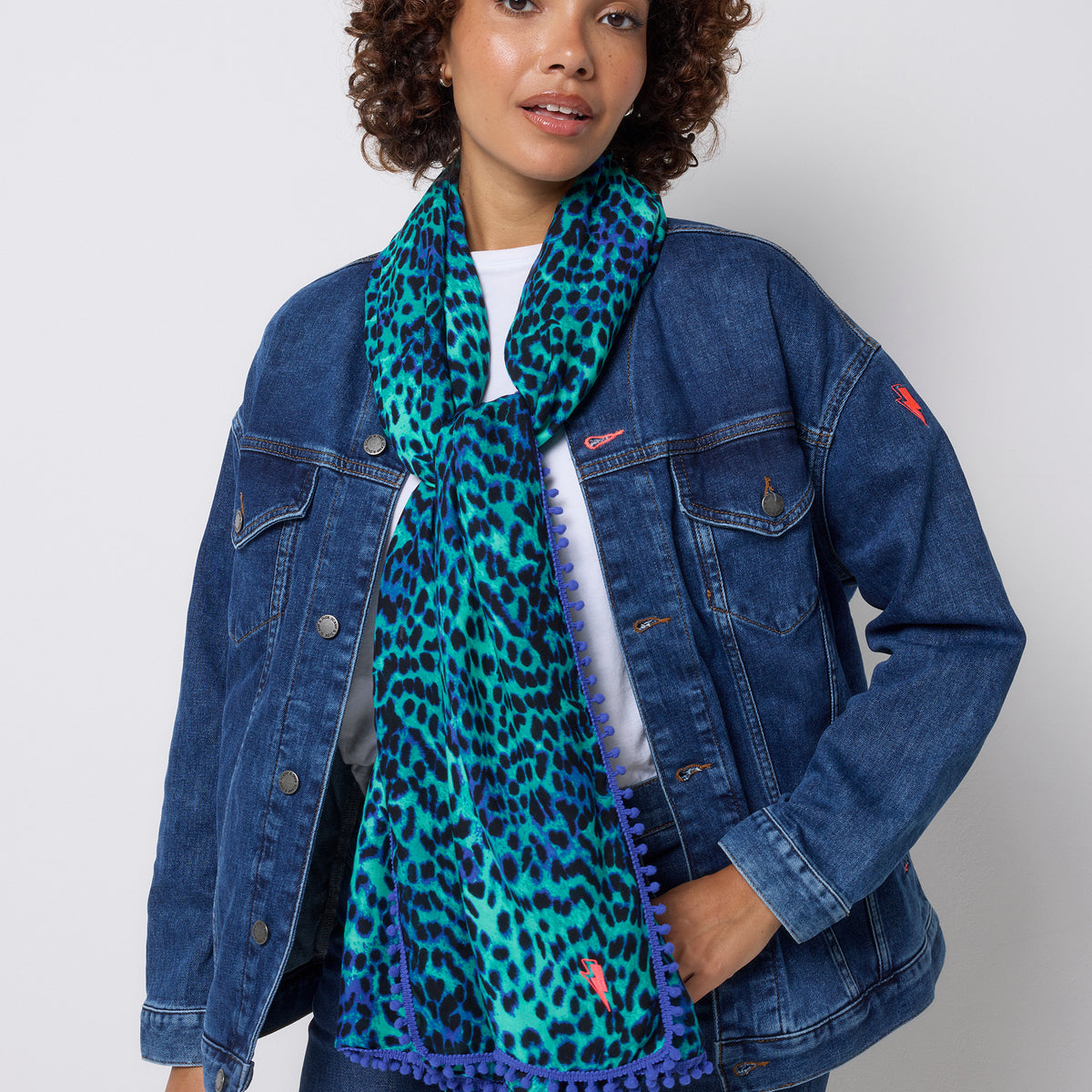 Turquoise with Blue Cheetah Charity Super Scarf Scamp & Dude