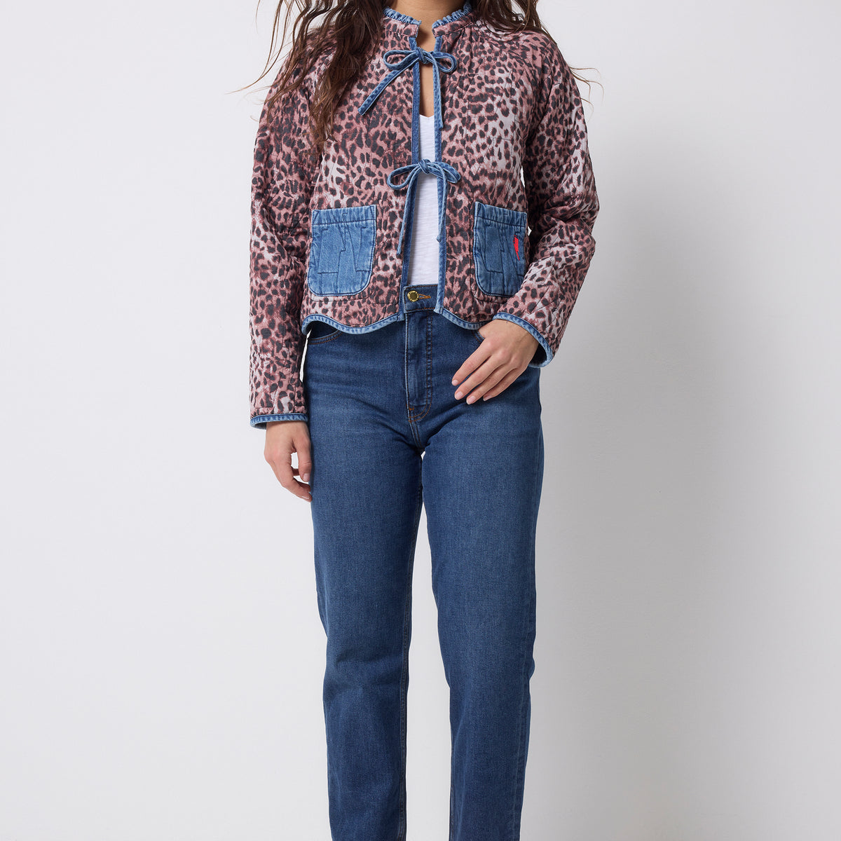 Neutral Cheetah Denim Quilted Reversible Jacket Scamp & Dude