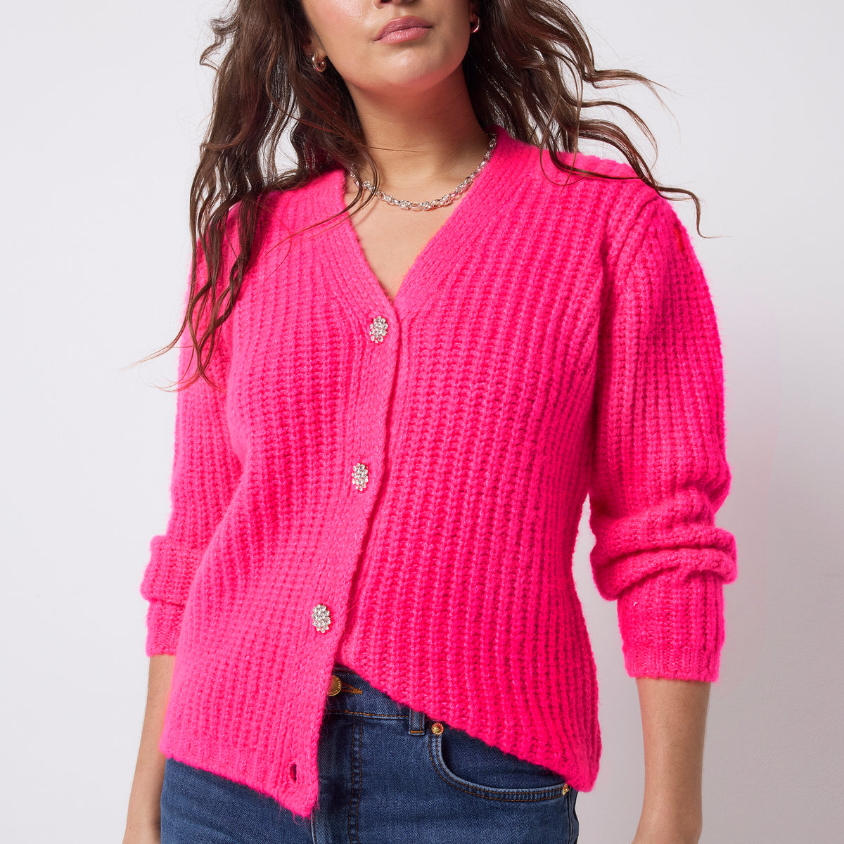 Neon Pink Button Through Cardigan Scamp & Dude