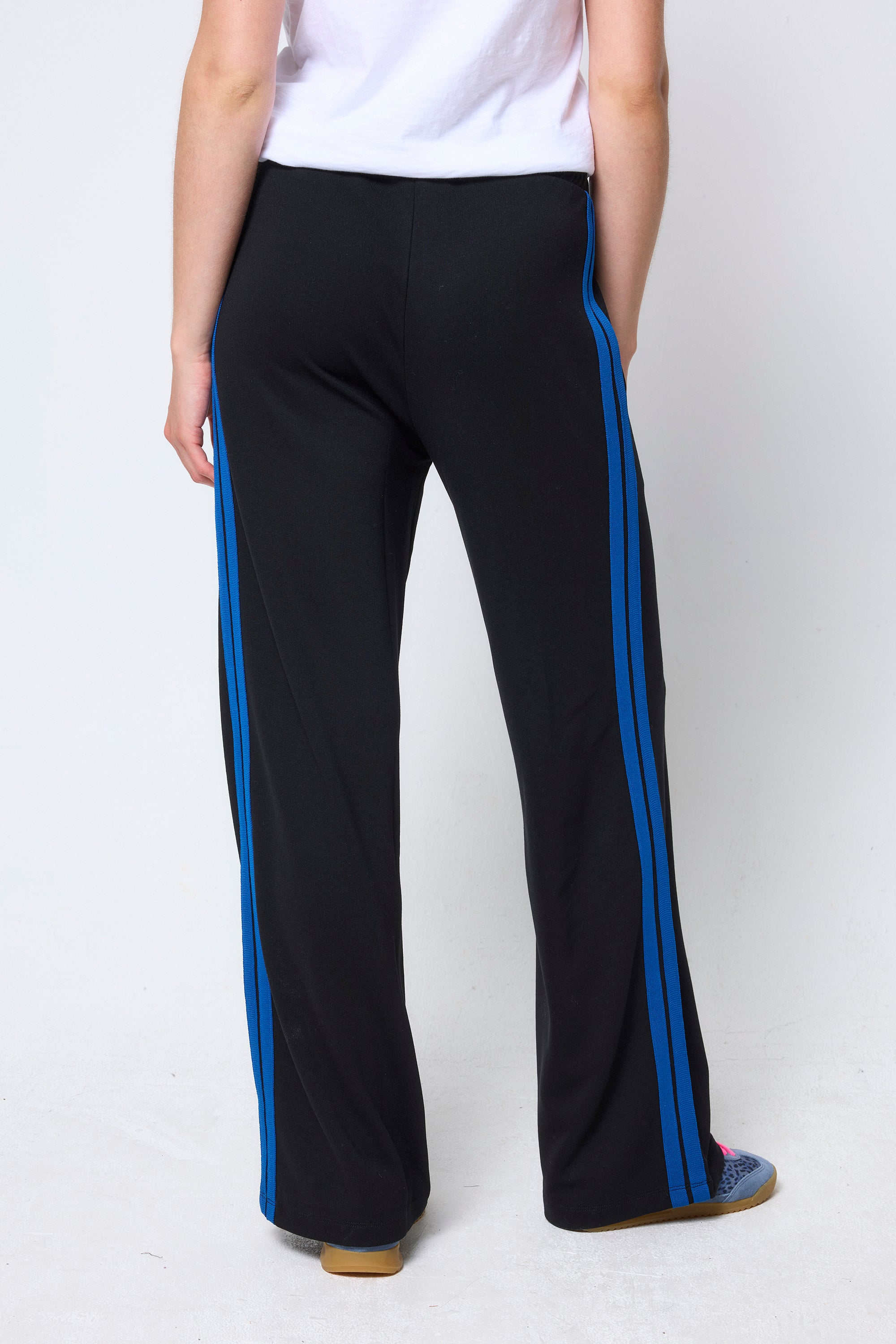 Black Side Stripe Wide Leg Jersey Trousers Scamp & Dude