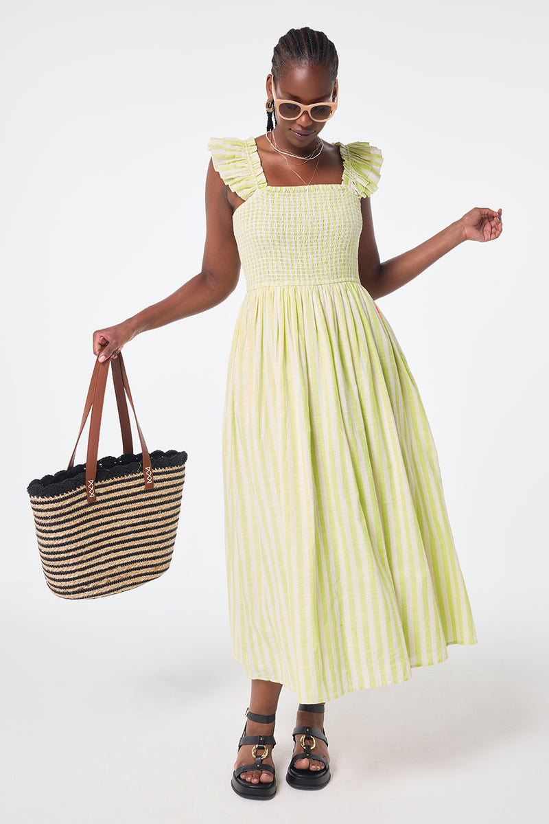 Neon Yellow with Ivory Stripe Maxi Sundress Scamp & Dude