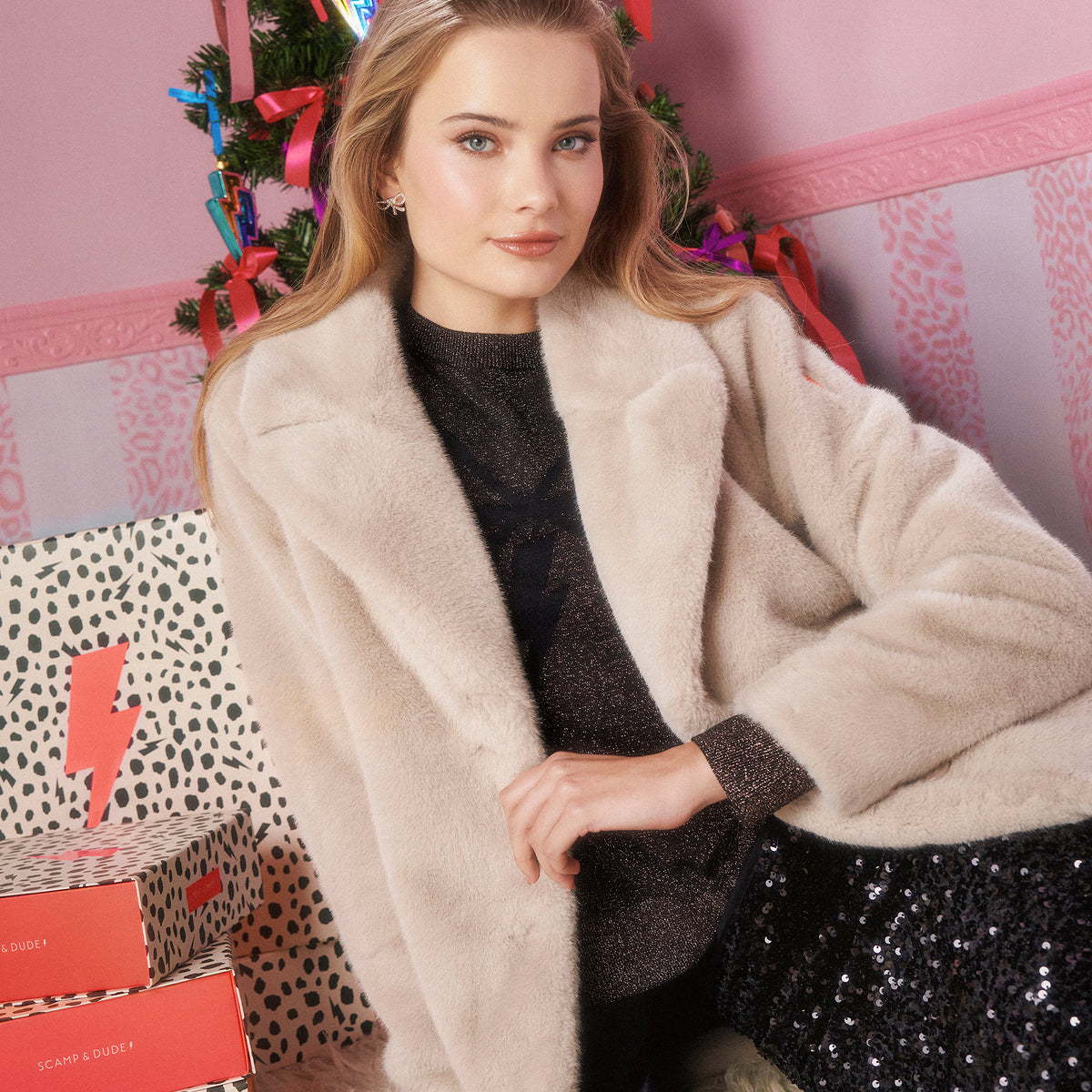 Cream Faux Fur Coat Scamp & Dude