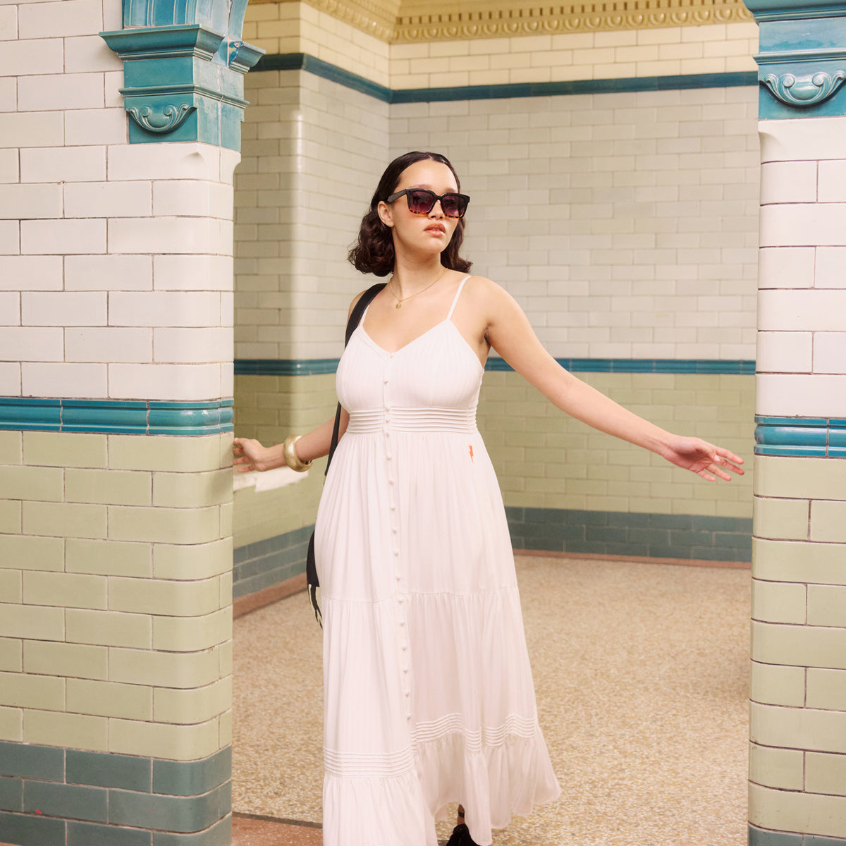 White Pintuck Midi Sundress Scamp & Dude