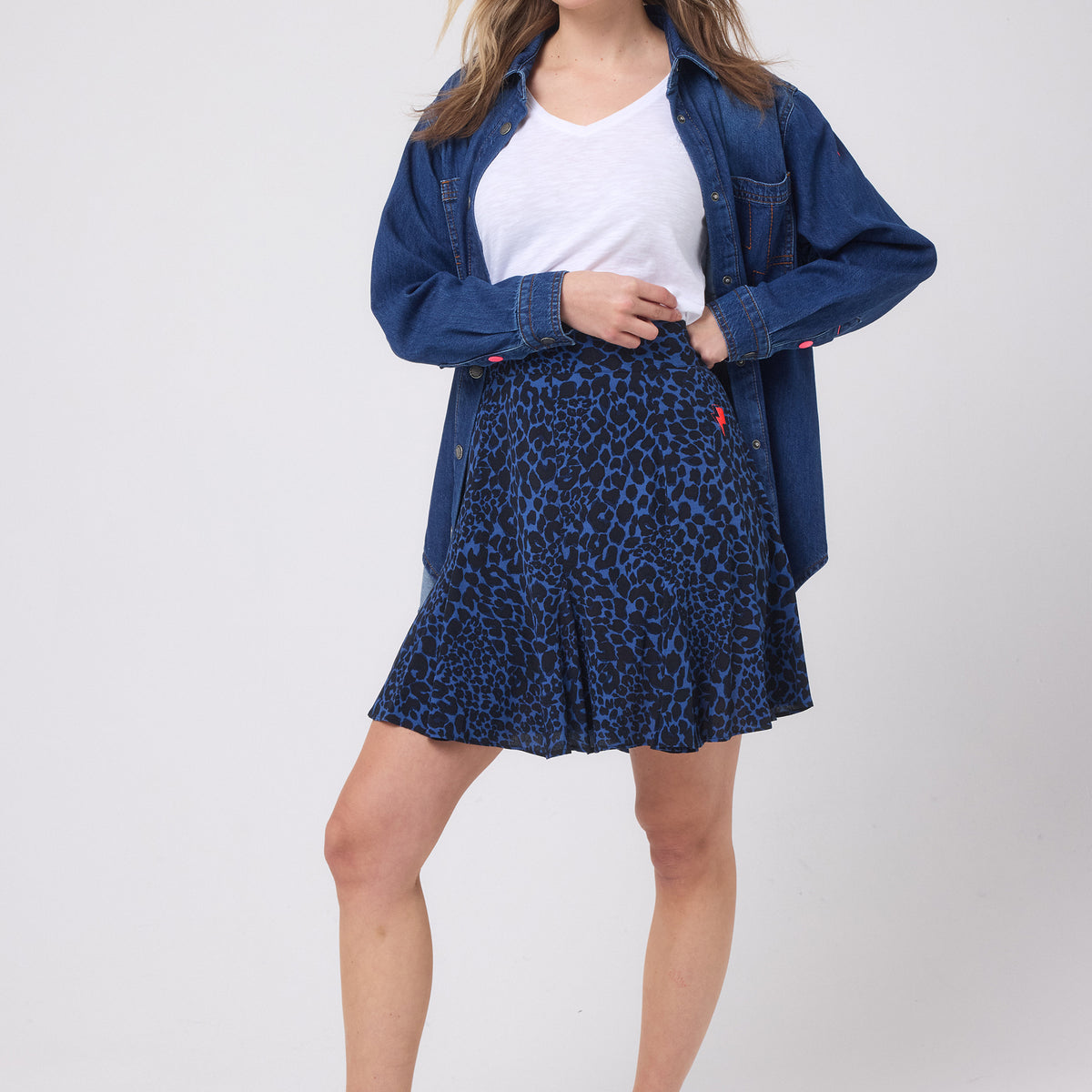 Navy with Black Rock and Roll Leopard Skater Skirt Scamp & Dude