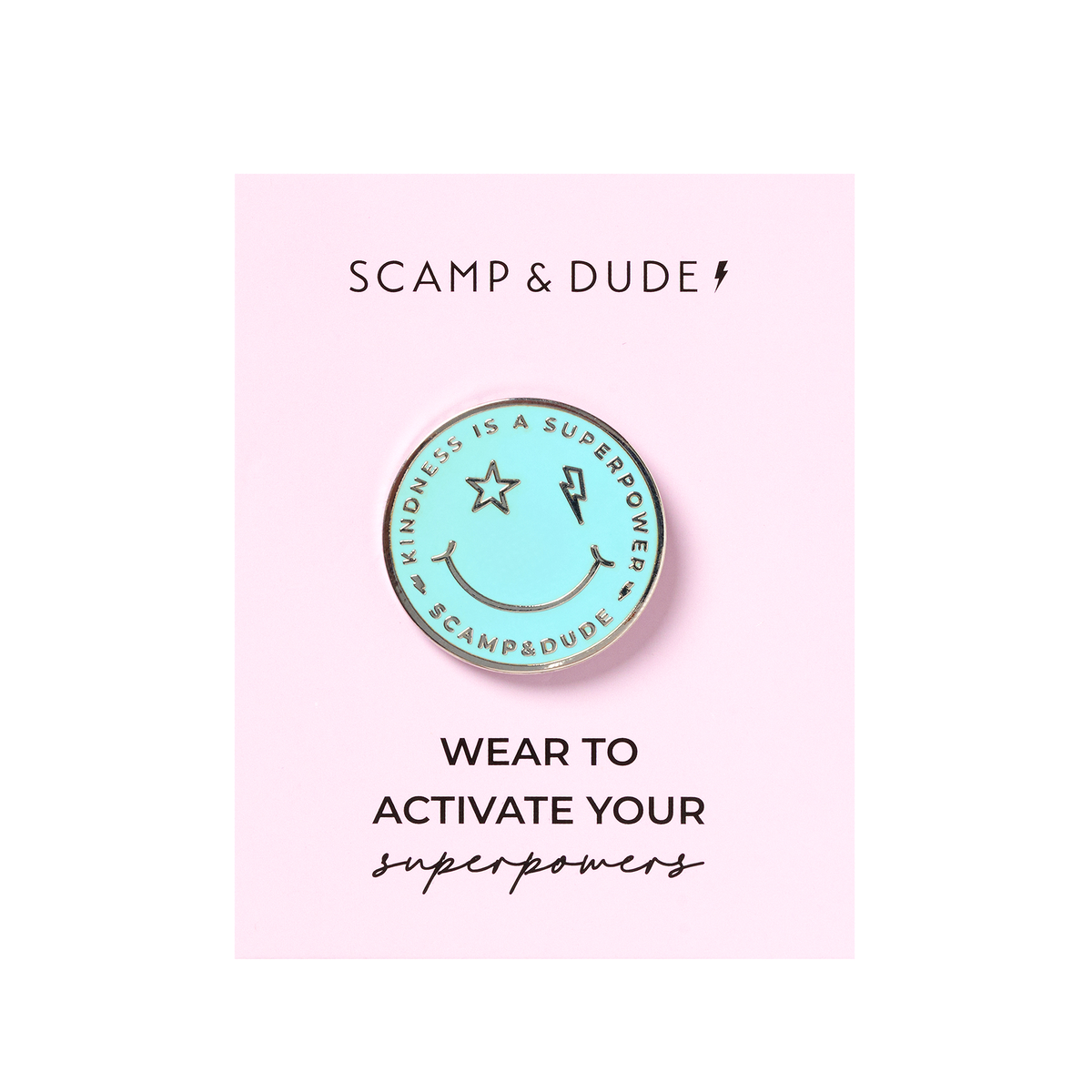 Blue Smiley Pin Badge Scamp & Dude