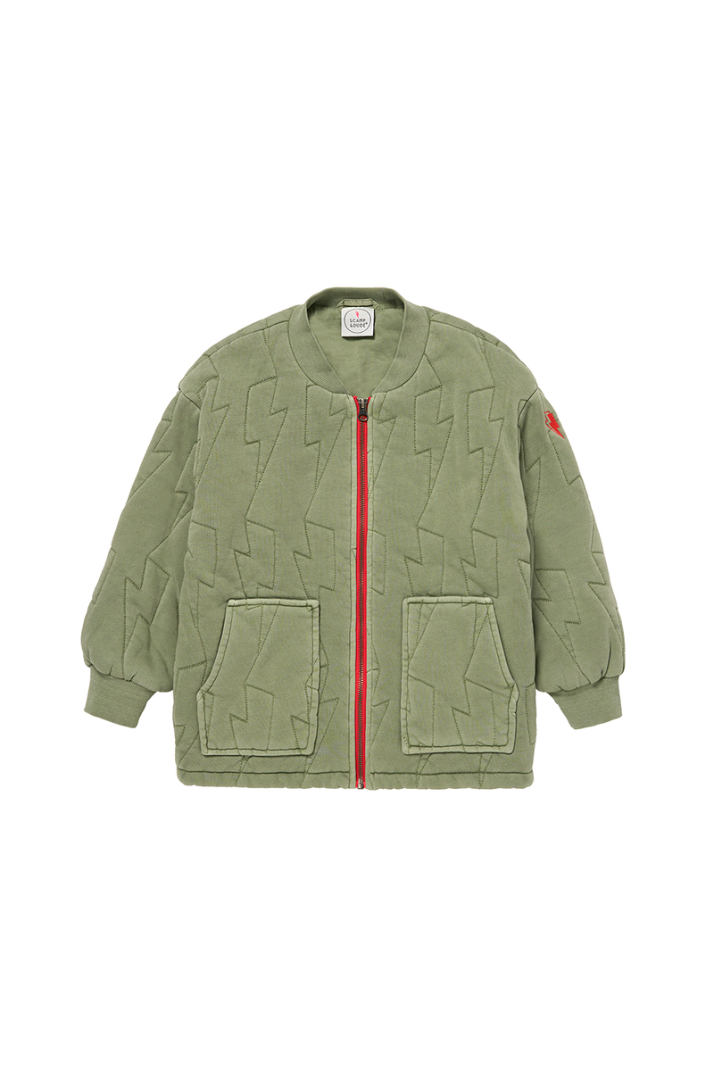 Kids Khaki Quilted Lightning Bolt Jacket Scamp & Dude