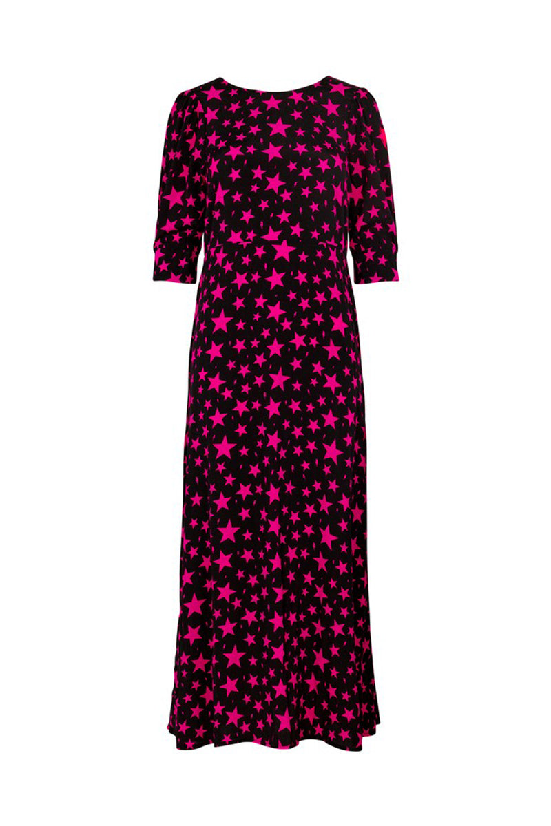 Black with Pink Star Midi Dress Scamp & Dude